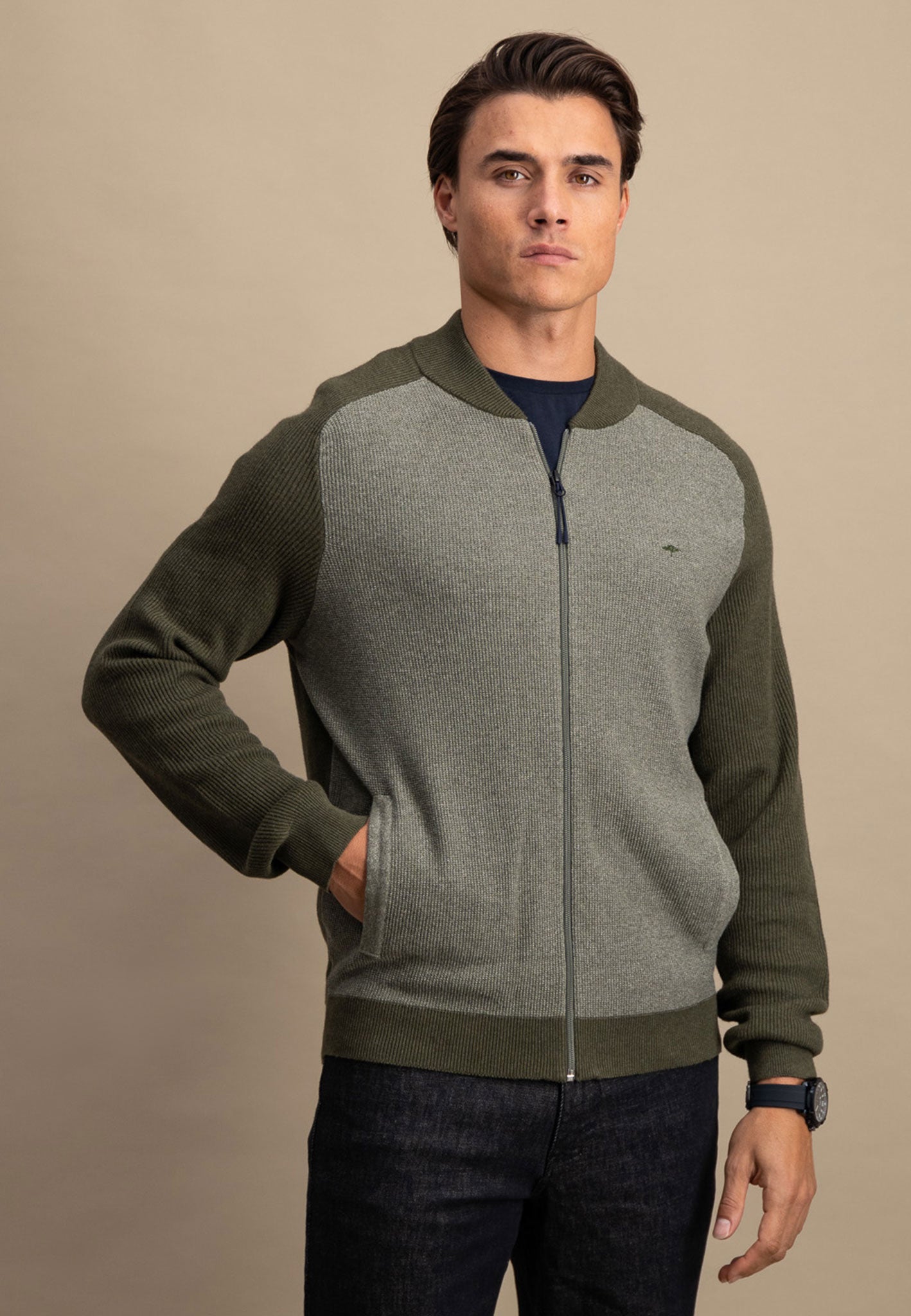 Parting jacket made of cotton in Two-color – FYNCH-HATTON | Offizieller ...