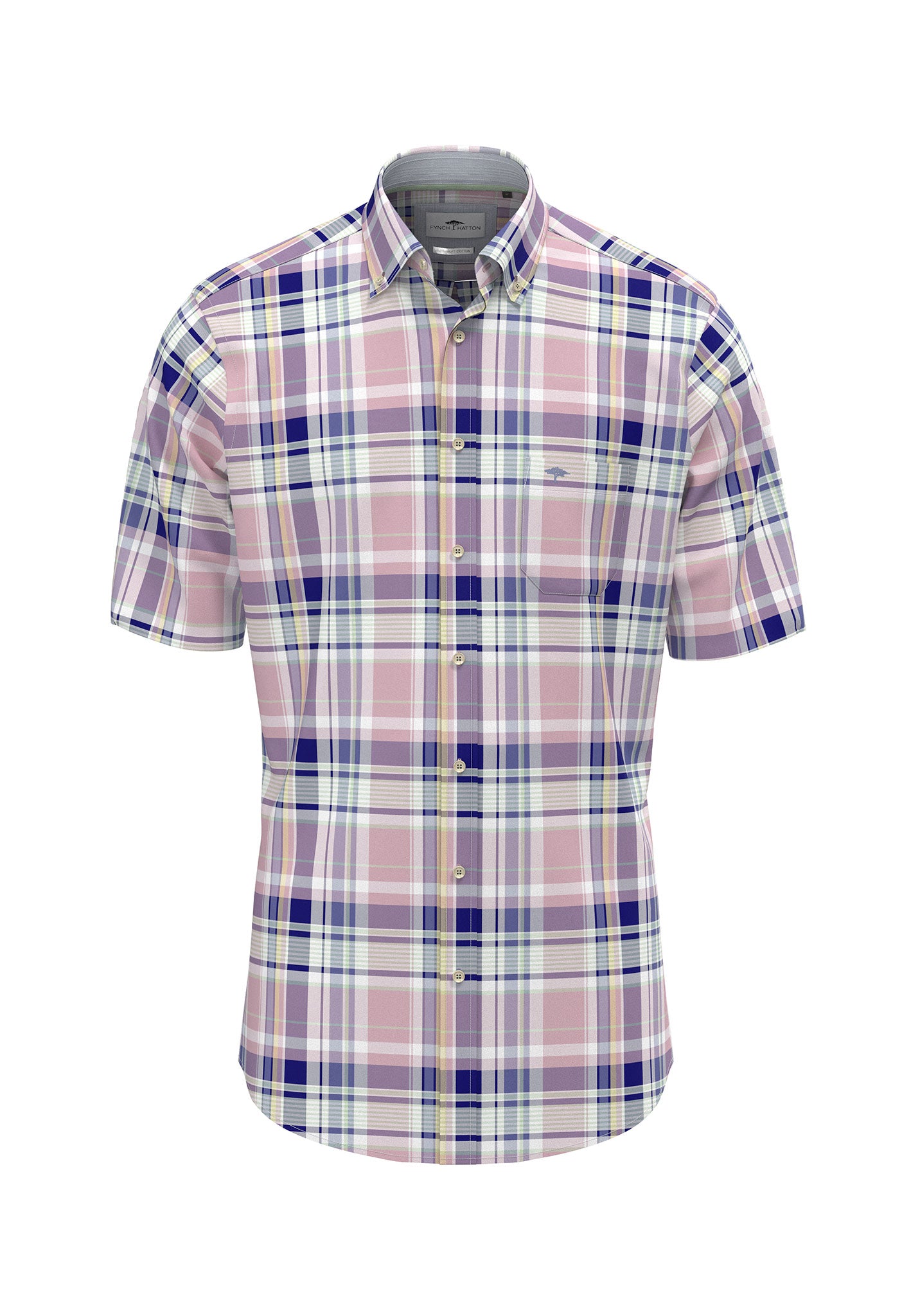 Half-sleeved shirt made of cotton with a checked pattern – FYNCH-HATTON ...